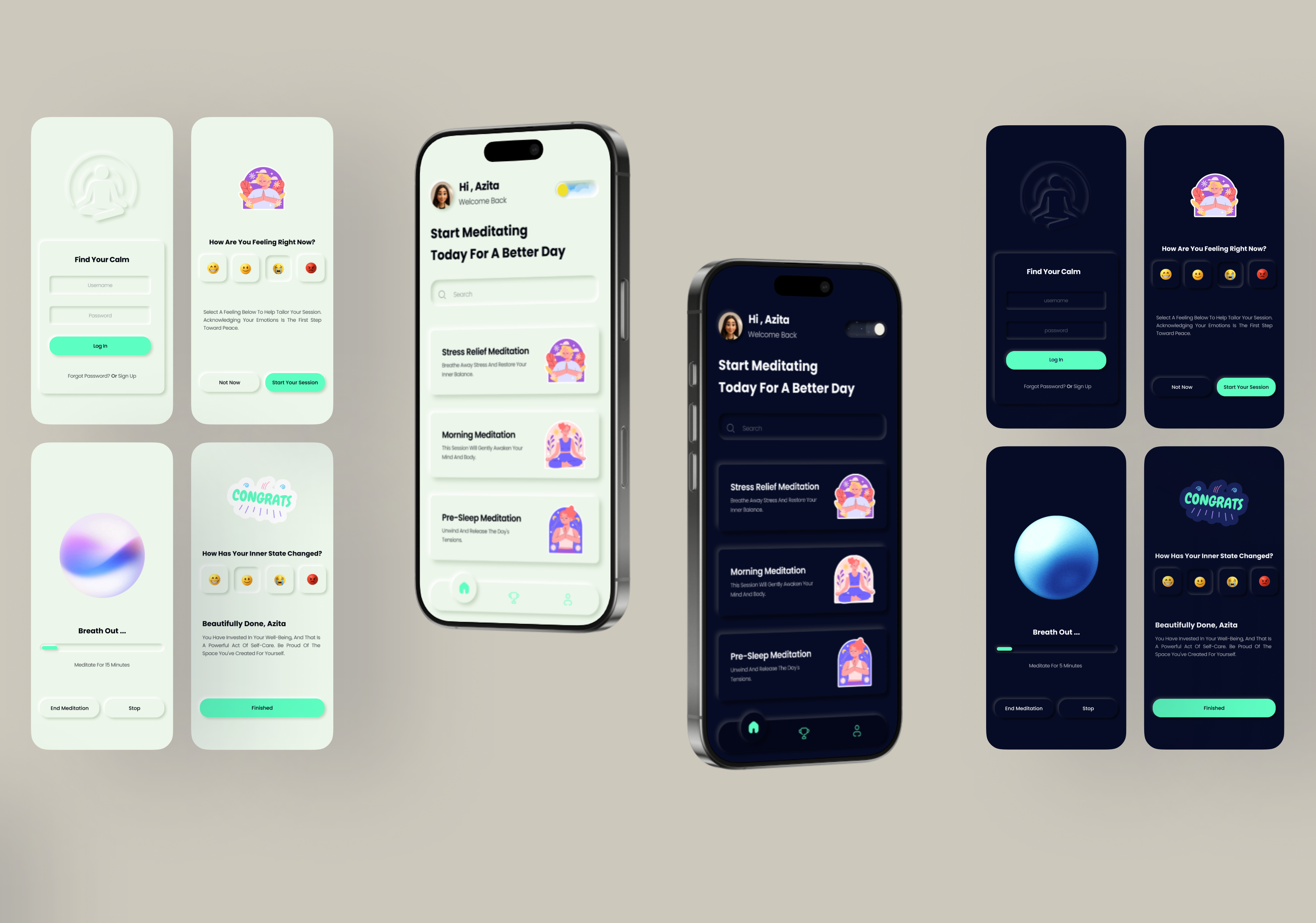 Aura: Dual-Theme Meditation & Breathing App UI/UX by Azita on Dribbble