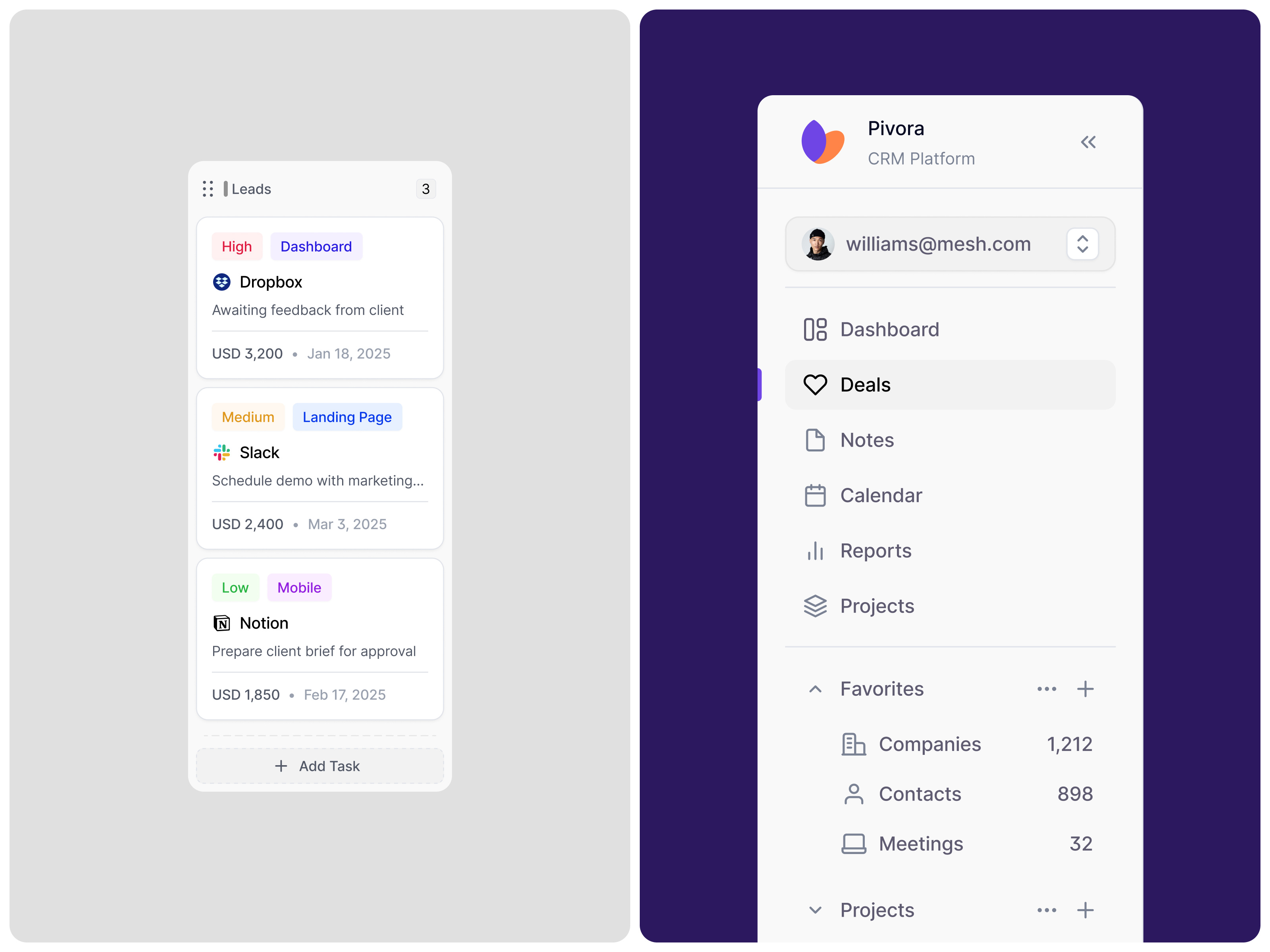 Pivora - CRM Dashboard by Barly Design for Uxerflow on Dribbble