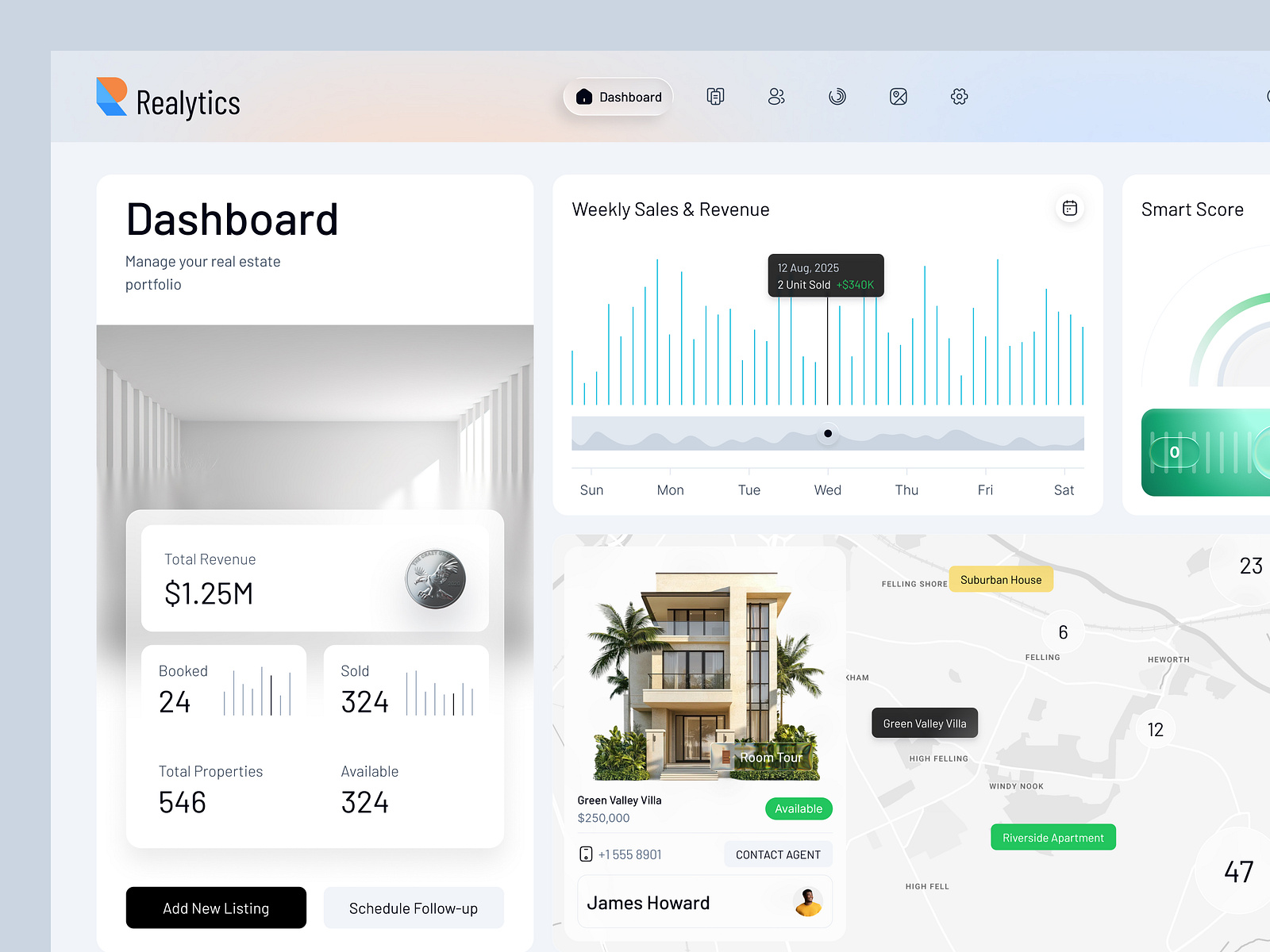 Sales Real Estate Dashboard by Pickolab Studio on Dribbble