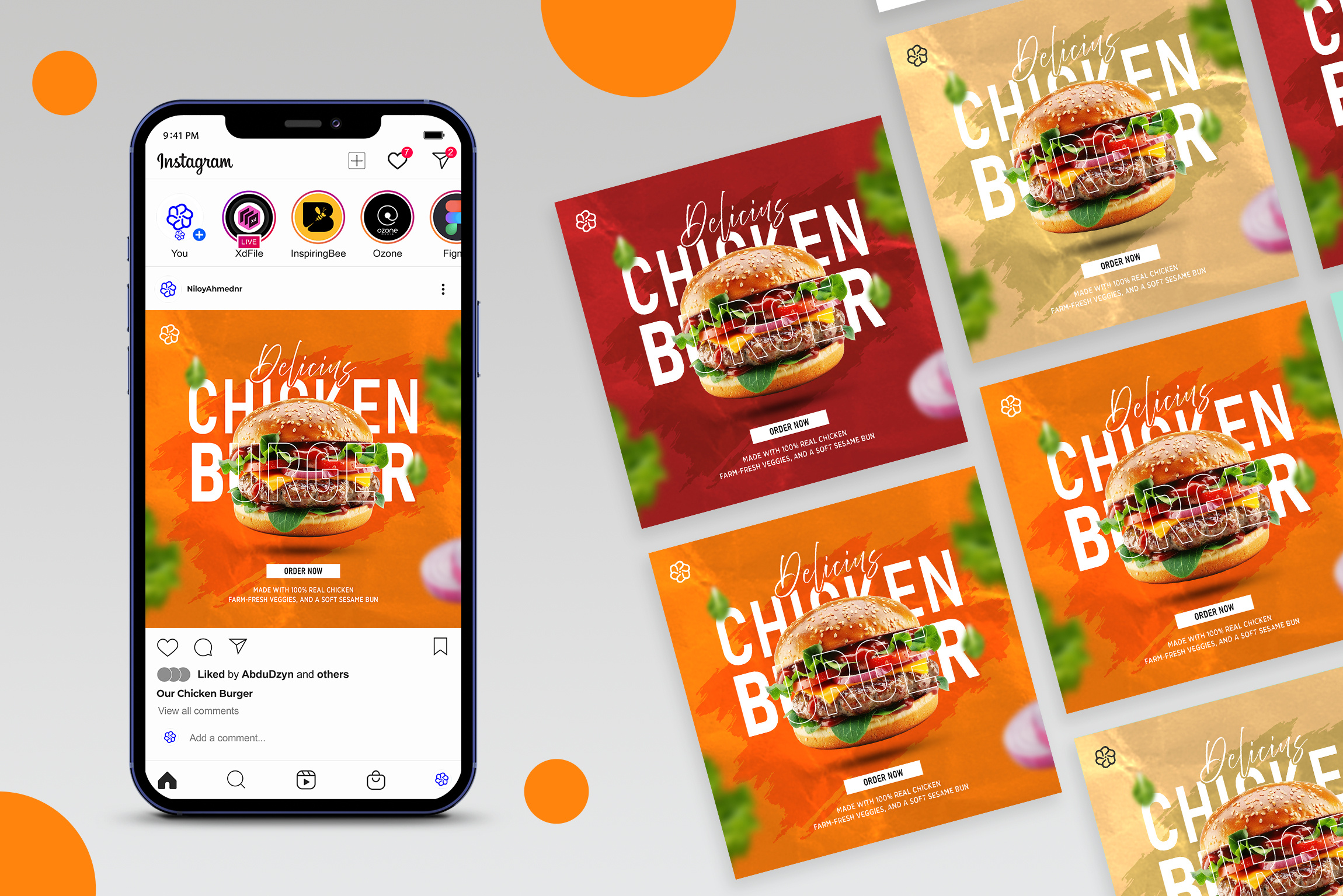 Chicken Burger Poster Design for Social Media by Niloy Ahmed on Dribbble