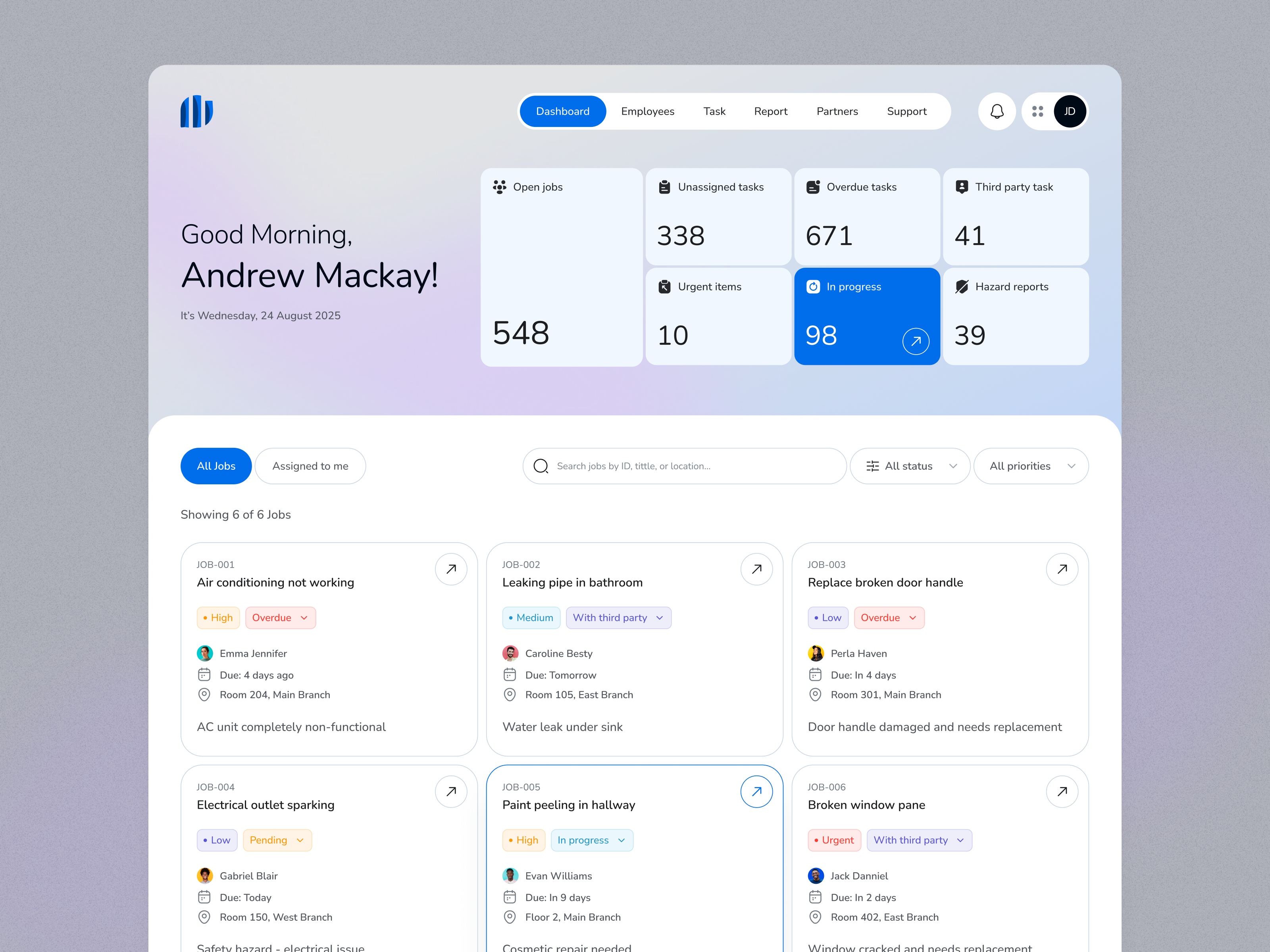 Maintenance Management Dashboard – Web App UI Design by vineeth on Dribbble