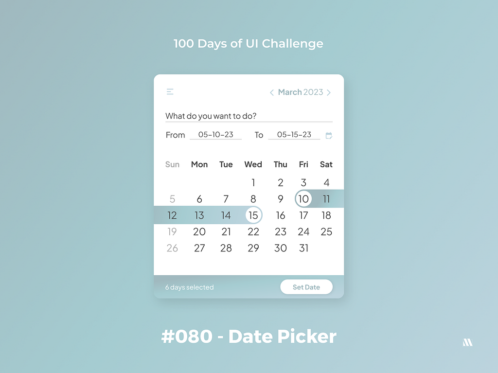100 Days of UI - Day #080 (Date Picker) by Muhammad Rafy "Murfy" on Dribbble
