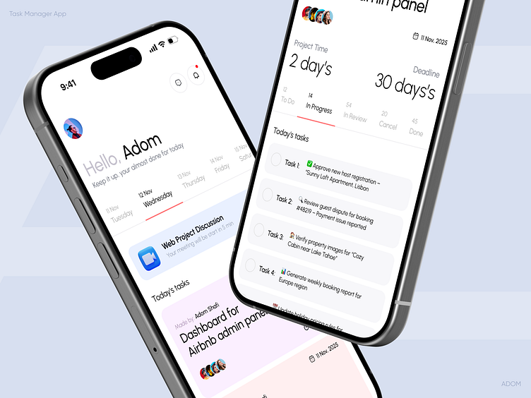 Task Manager App Design by Adom on Dribbble
