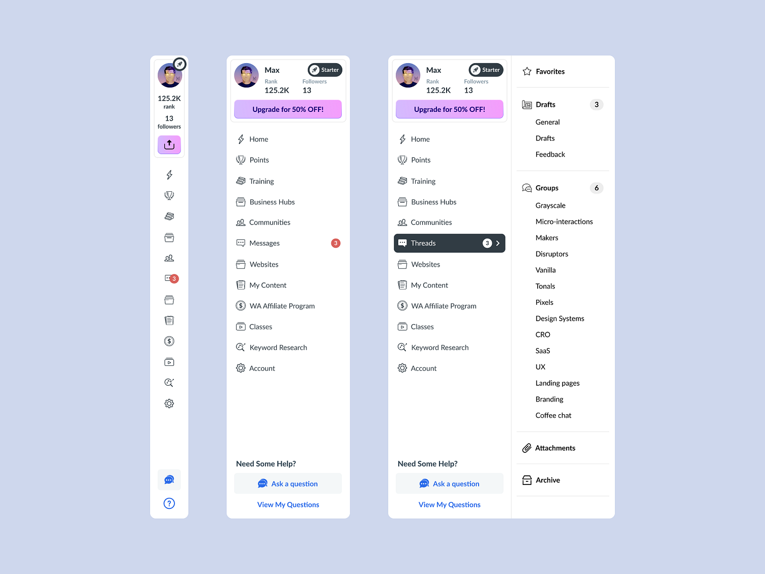 Multi-Level Sidebar Navigation by Max Snitser on Dribbble