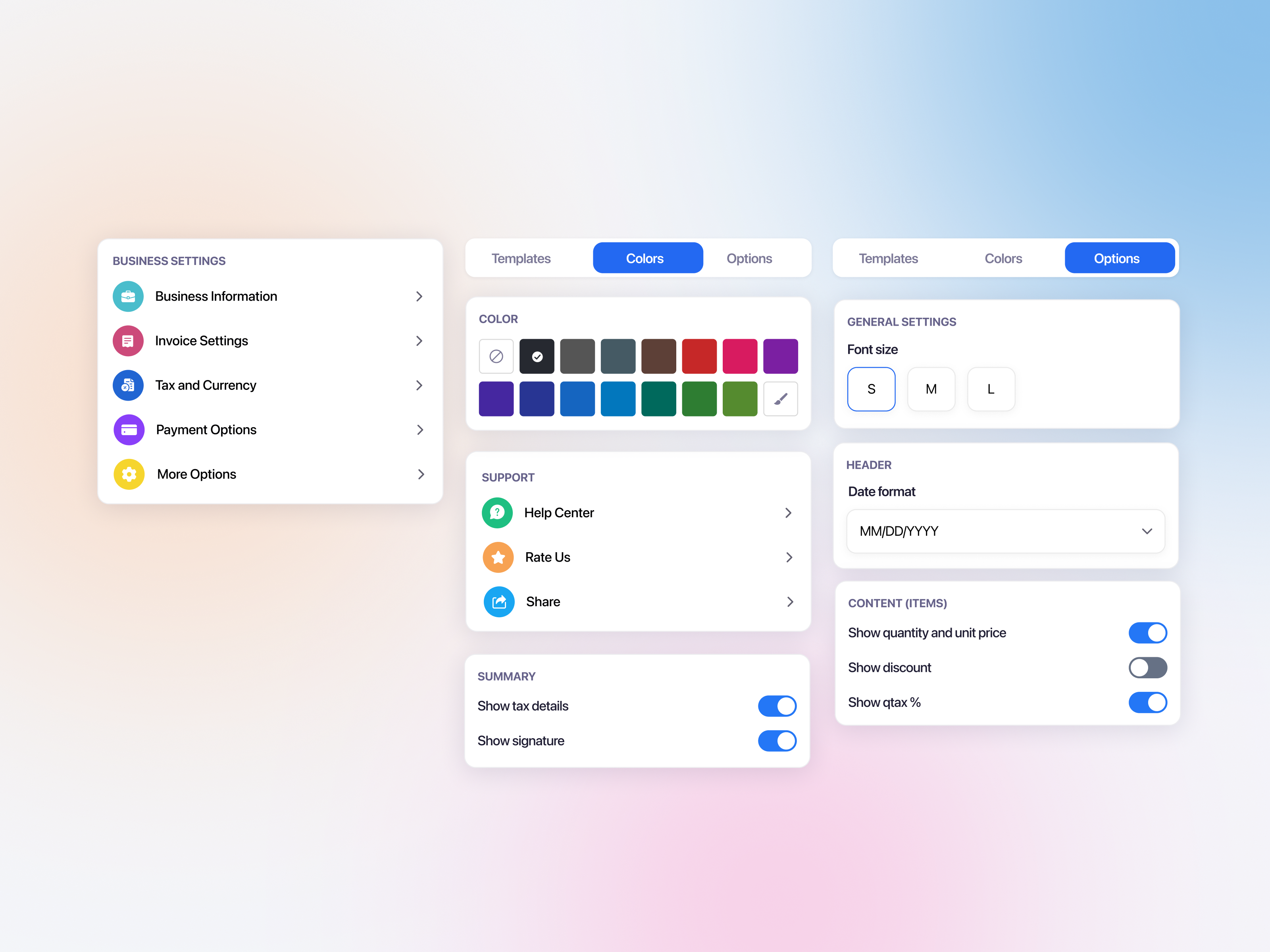 Settings & Invoice Customization (Mobile App UI) by Arafat Ovi for ...