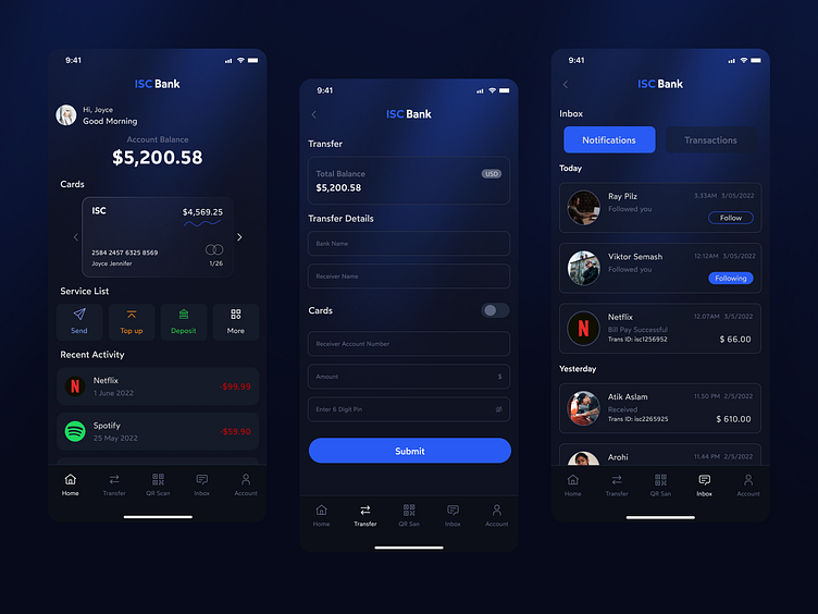Dark Wallet Payment App UX UI Design — Modern Banking Experience by AI + Digital Product ...