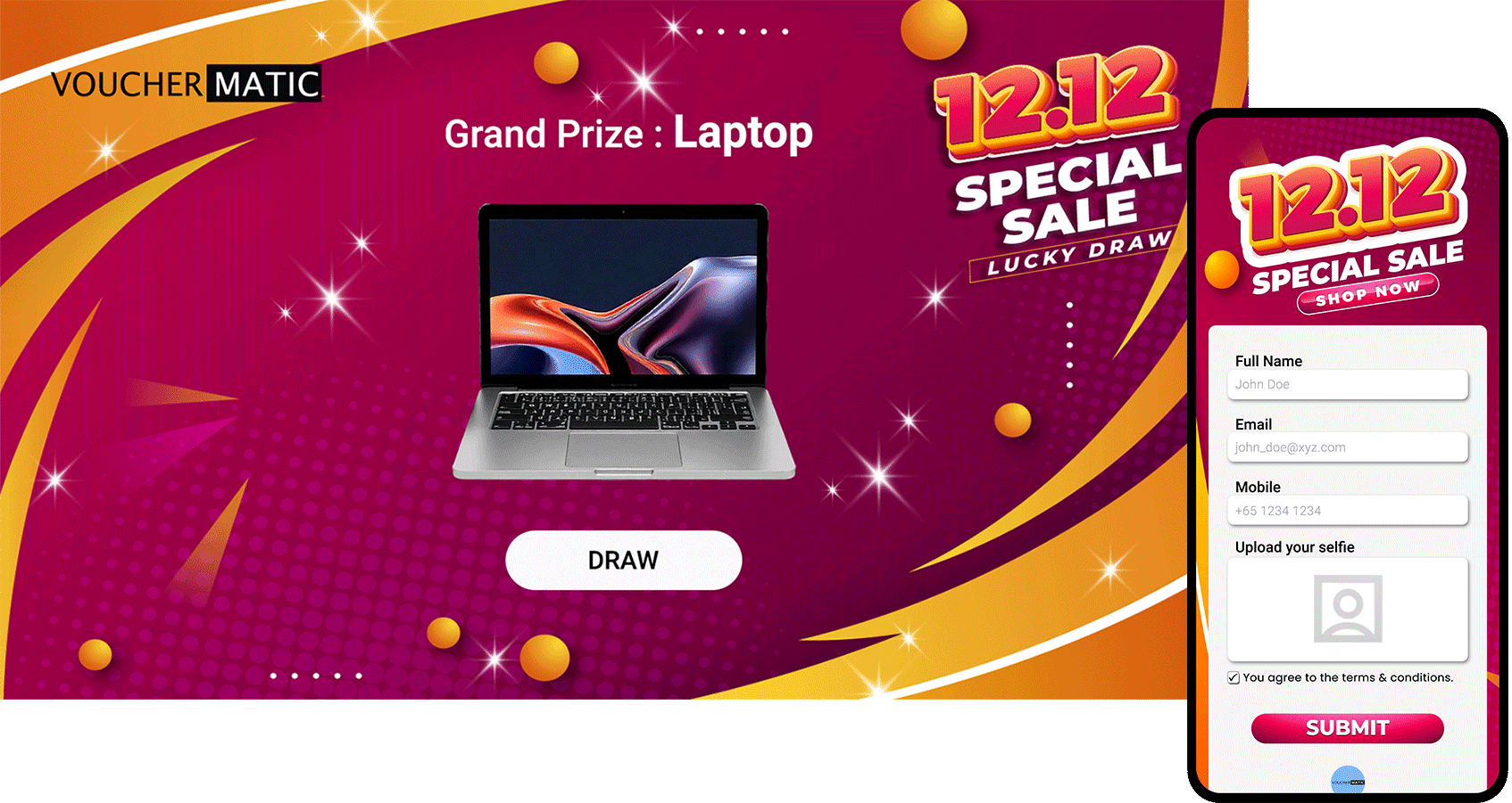 12.12. Special Sale Lucky Draw by Vouchermatic on Dribbble