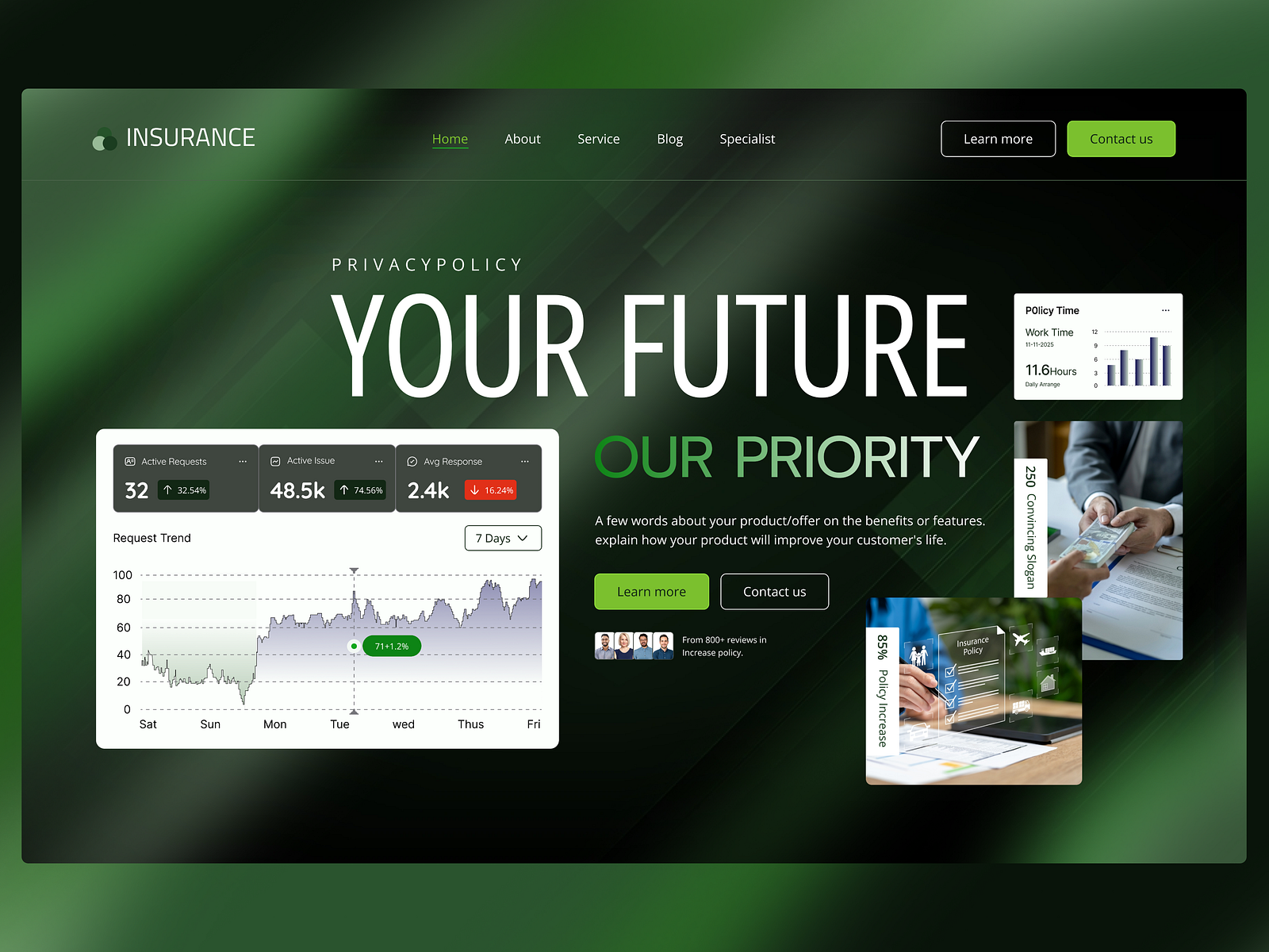 Insurance Company Website Design/landing page by Farhana Sharmin on ...