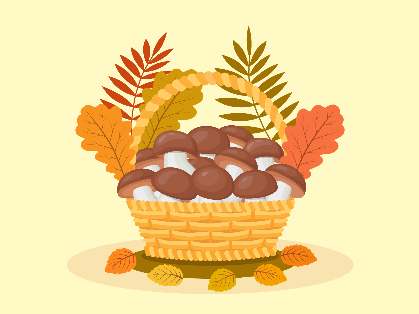 Mushrooms in basket by Elena Barskaya on Dribbble