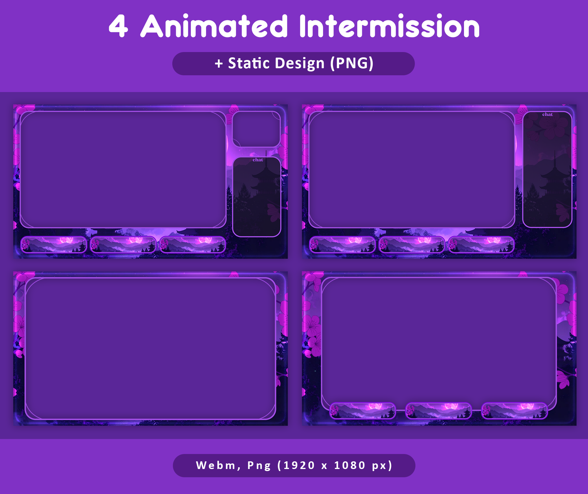 Purple Moon Sakura Stream Overlay I Twitch Overlay by VectorKingStudio ...