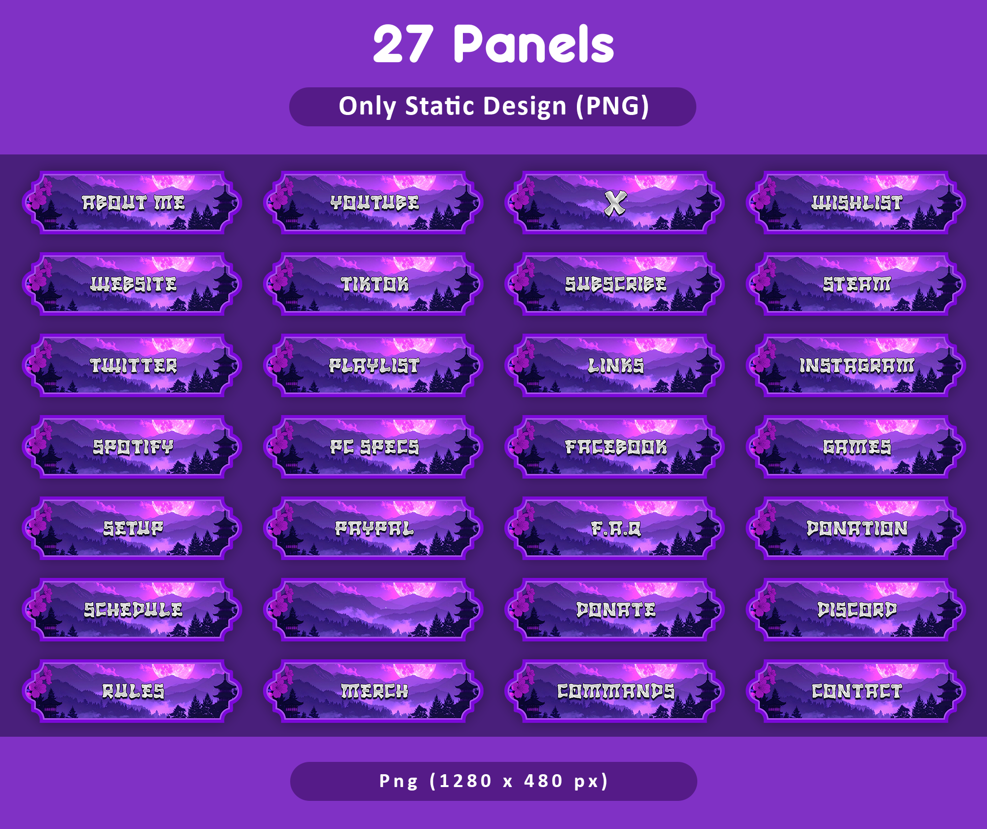 Purple Moon Sakura Stream Overlay I Twitch Overlay by VectorKingStudio ...