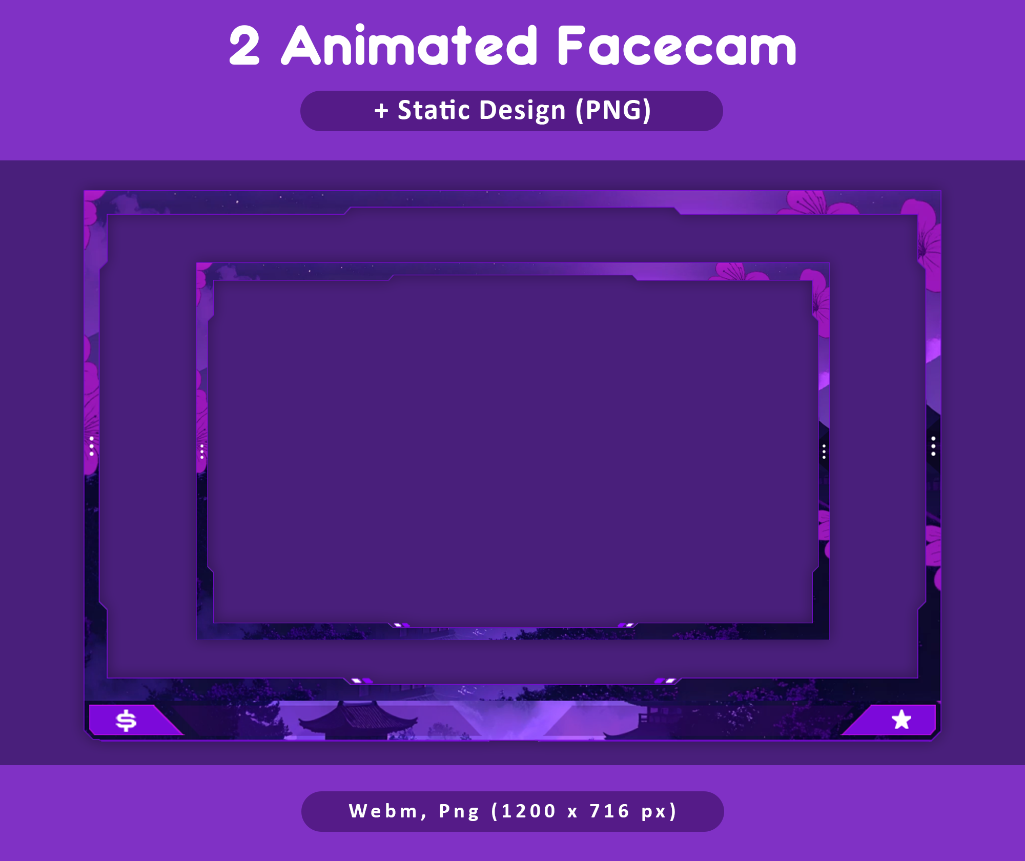 Purple Moon Sakura Stream Overlay I Twitch Overlay by VectorKingStudio ...
