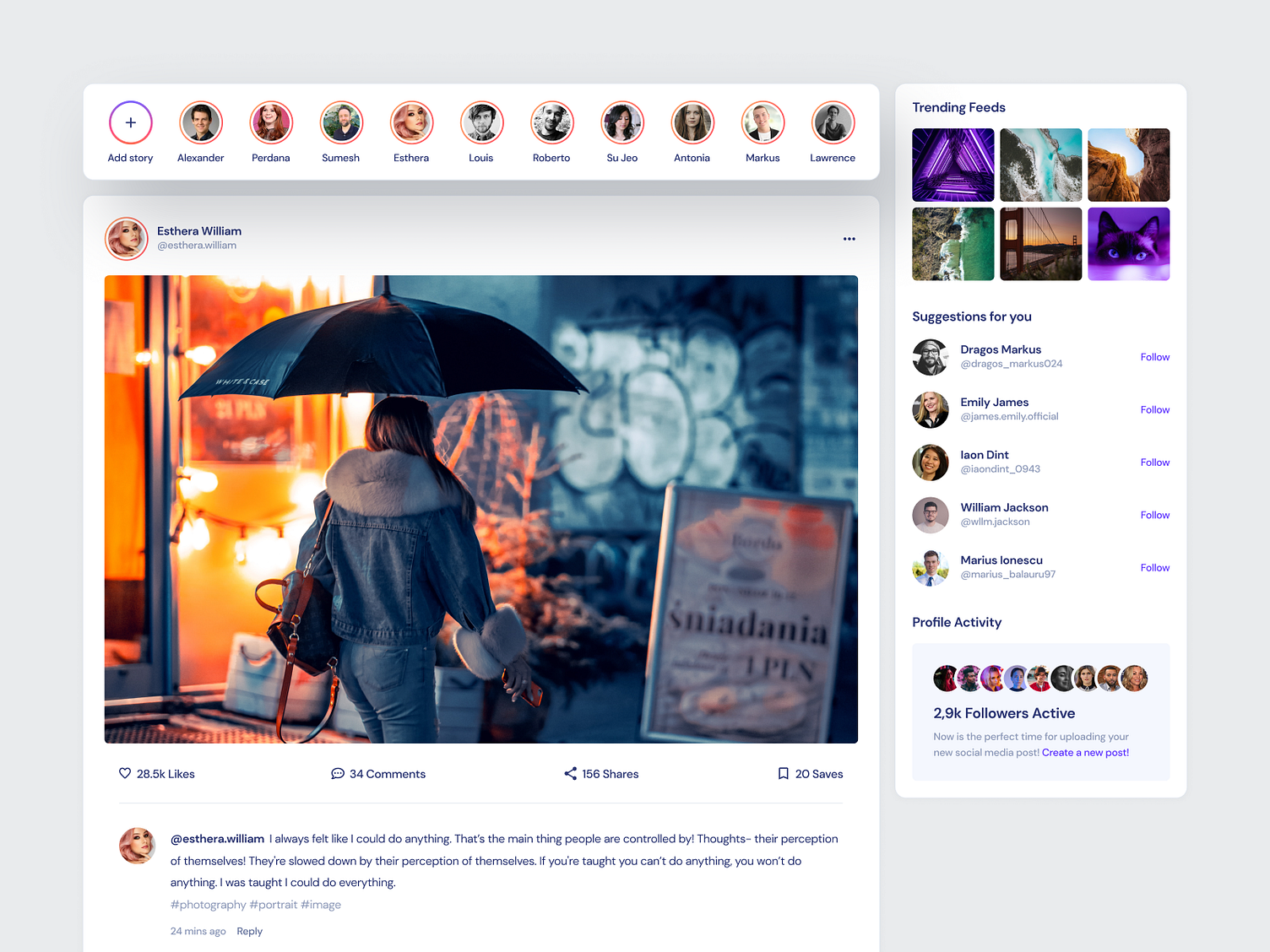 Social Media Feed UI cards - Horizon UI by Horizon UI on Dribbble