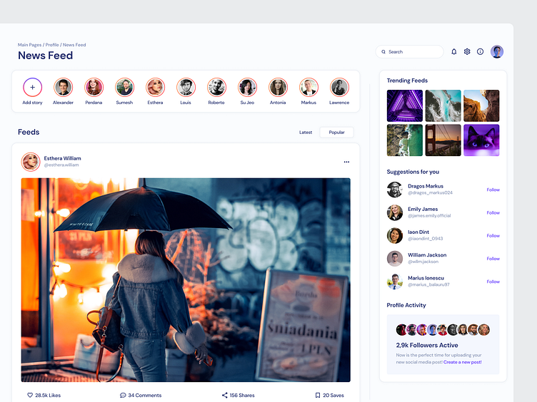 Social Media Feed UI cards - Horizon UI by Horizon UI on Dribbble