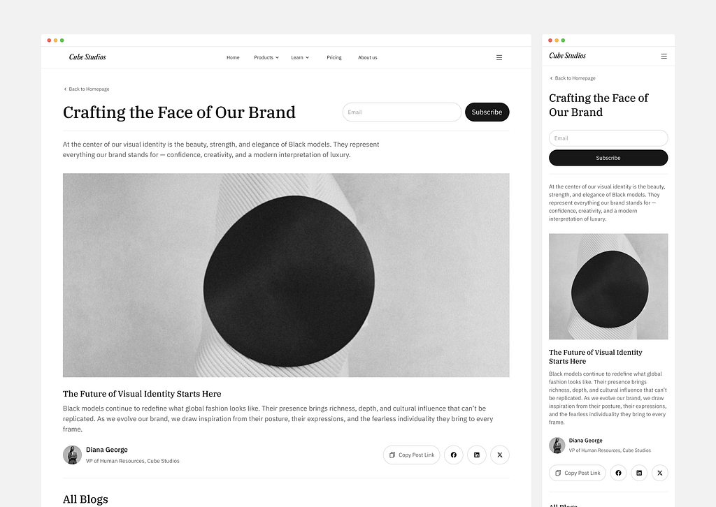 Blog Page Design by CUBE STUDIOS® on Dribbble