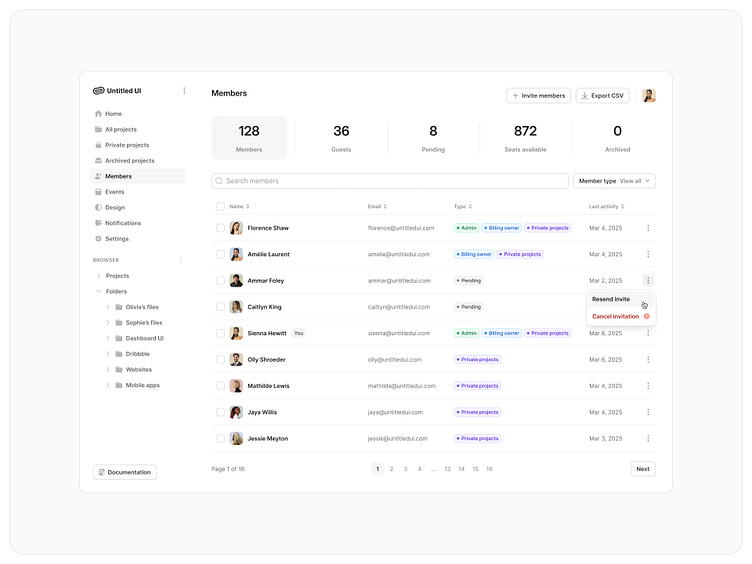 Members — Untitled UI by Jordan Hughes® on Dribbble