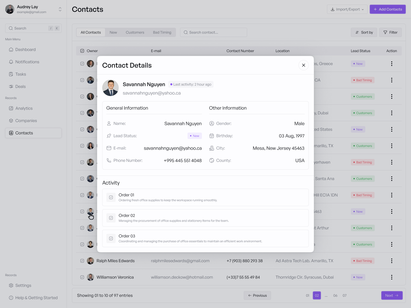Contact Details Modal by Tamim Al Arafat on Dribbble