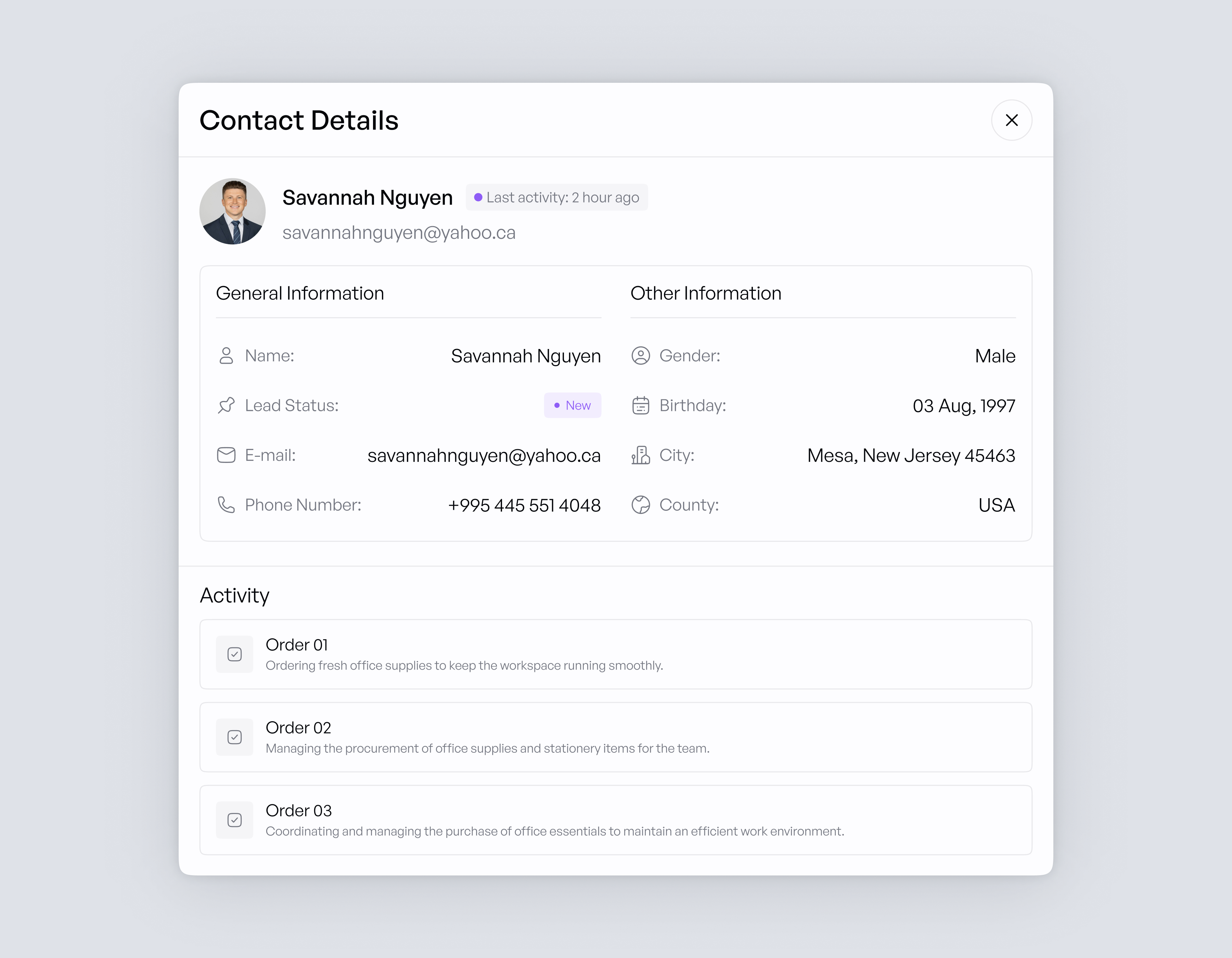 Contact Details Modal by Tamim Al Arafat on Dribbble