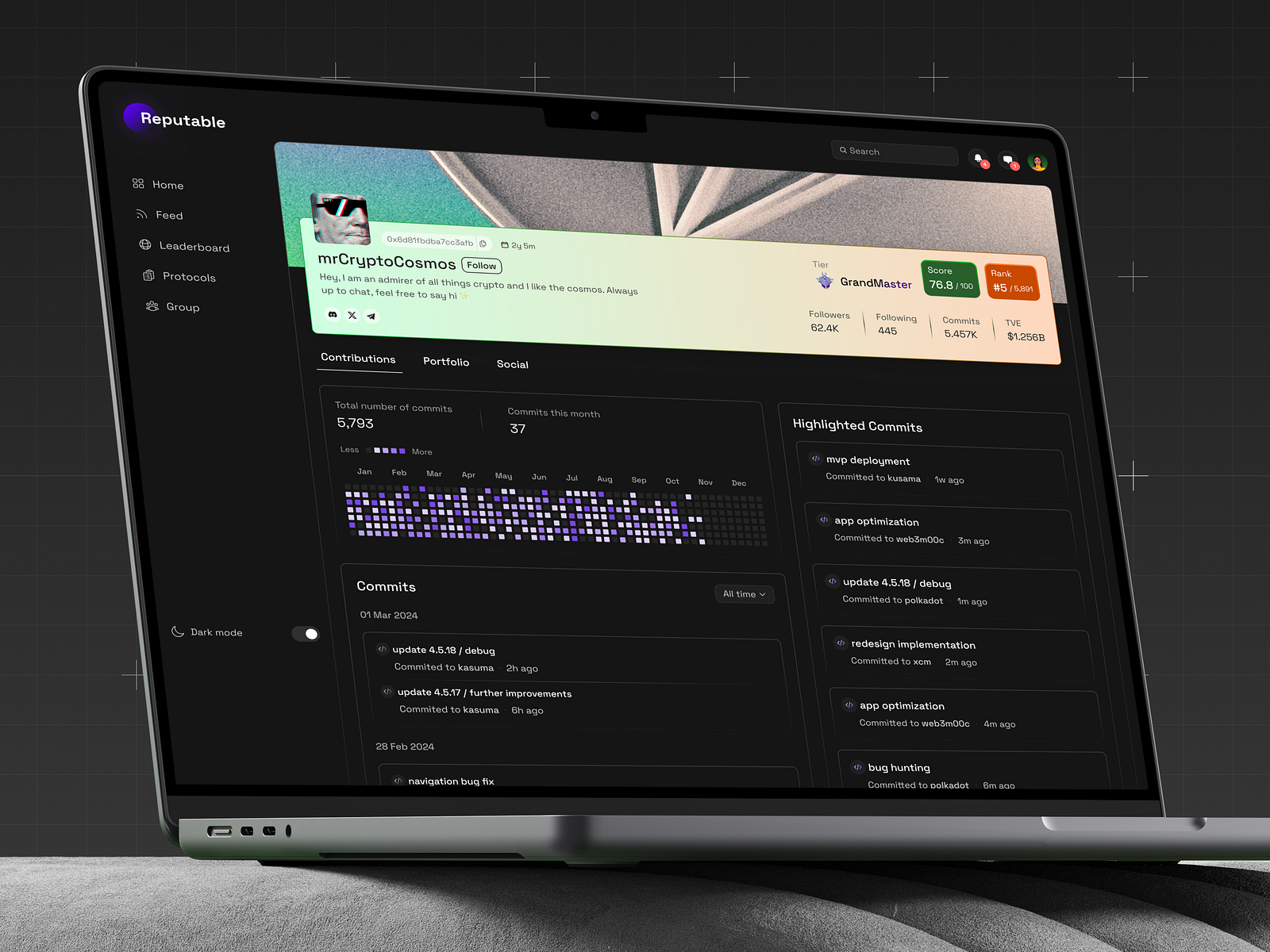 Reputable – Web3 Developer Profile Dashboard by Imran Khan | Creative ...