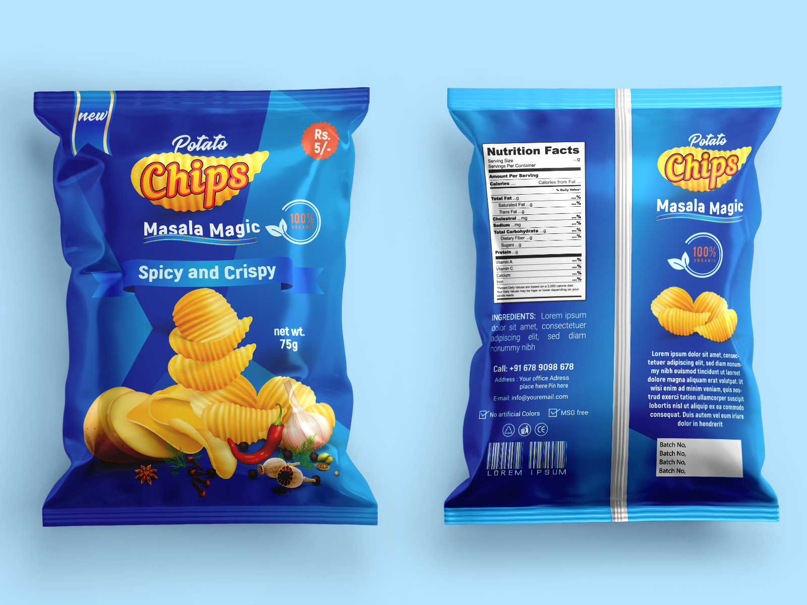 Potato Chips Packaging Design — Modern Snack Packet Branding by ...