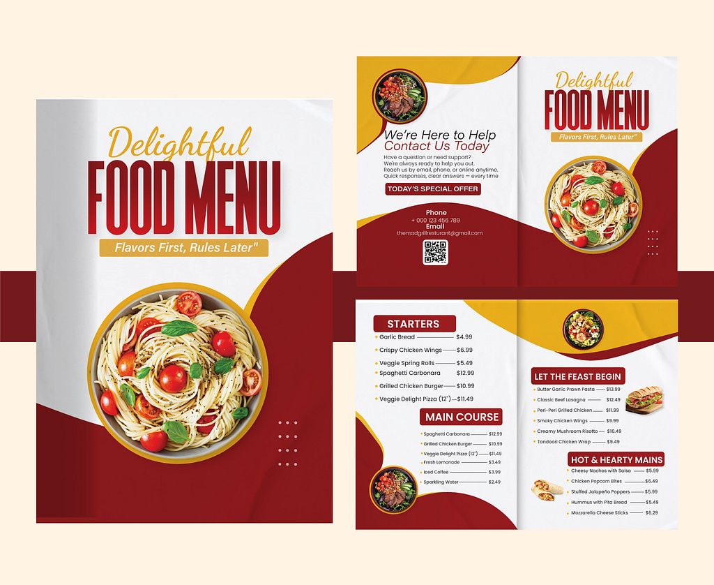Create a Delicious Look with a Stunning Bi-Fold Food Menu! by Rubina ...