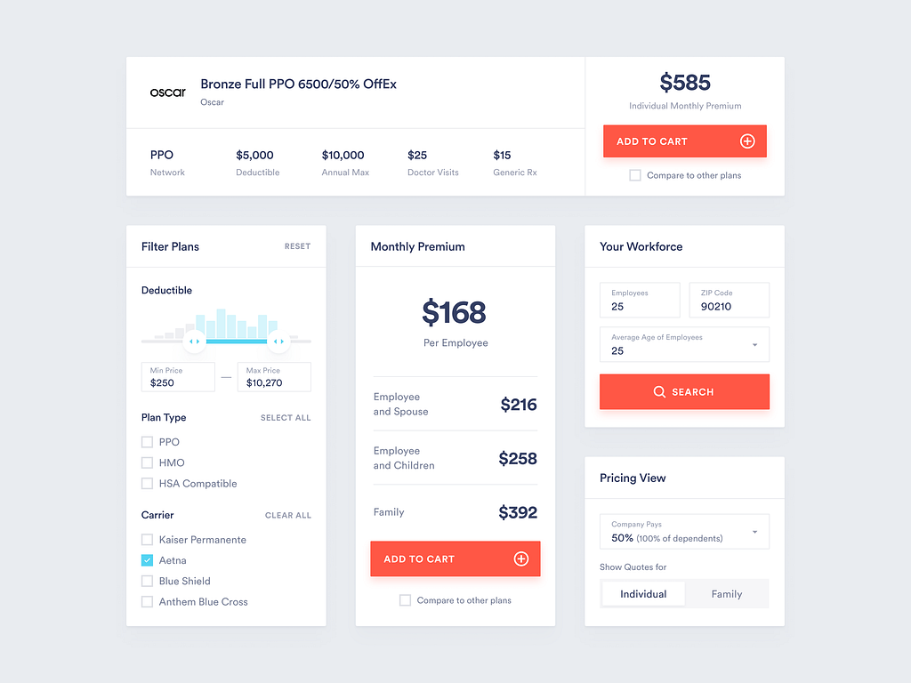 Zenefits — Benefits Marketplace UI Components by Michał Nowakowski for ...