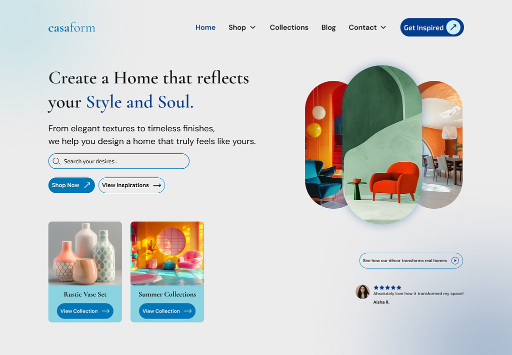 Home decor website design by Al Mobin Kader Tanvir on Dribbble