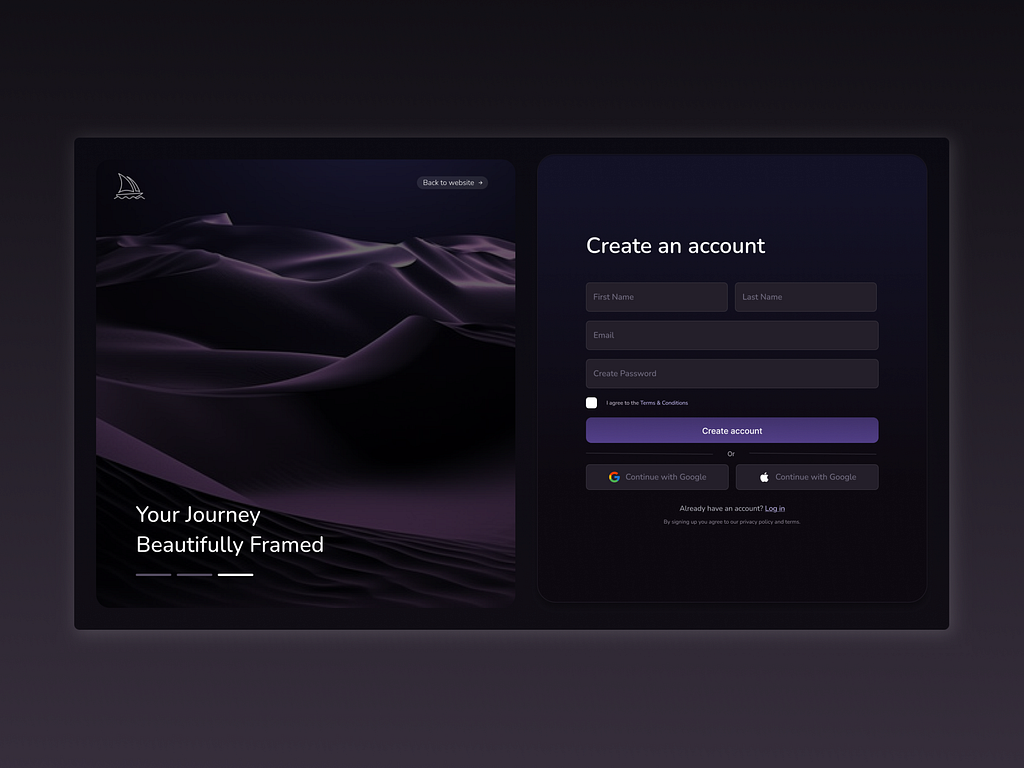 Create Account & Login Page-Dark Mode Authentication UI by supriya ...