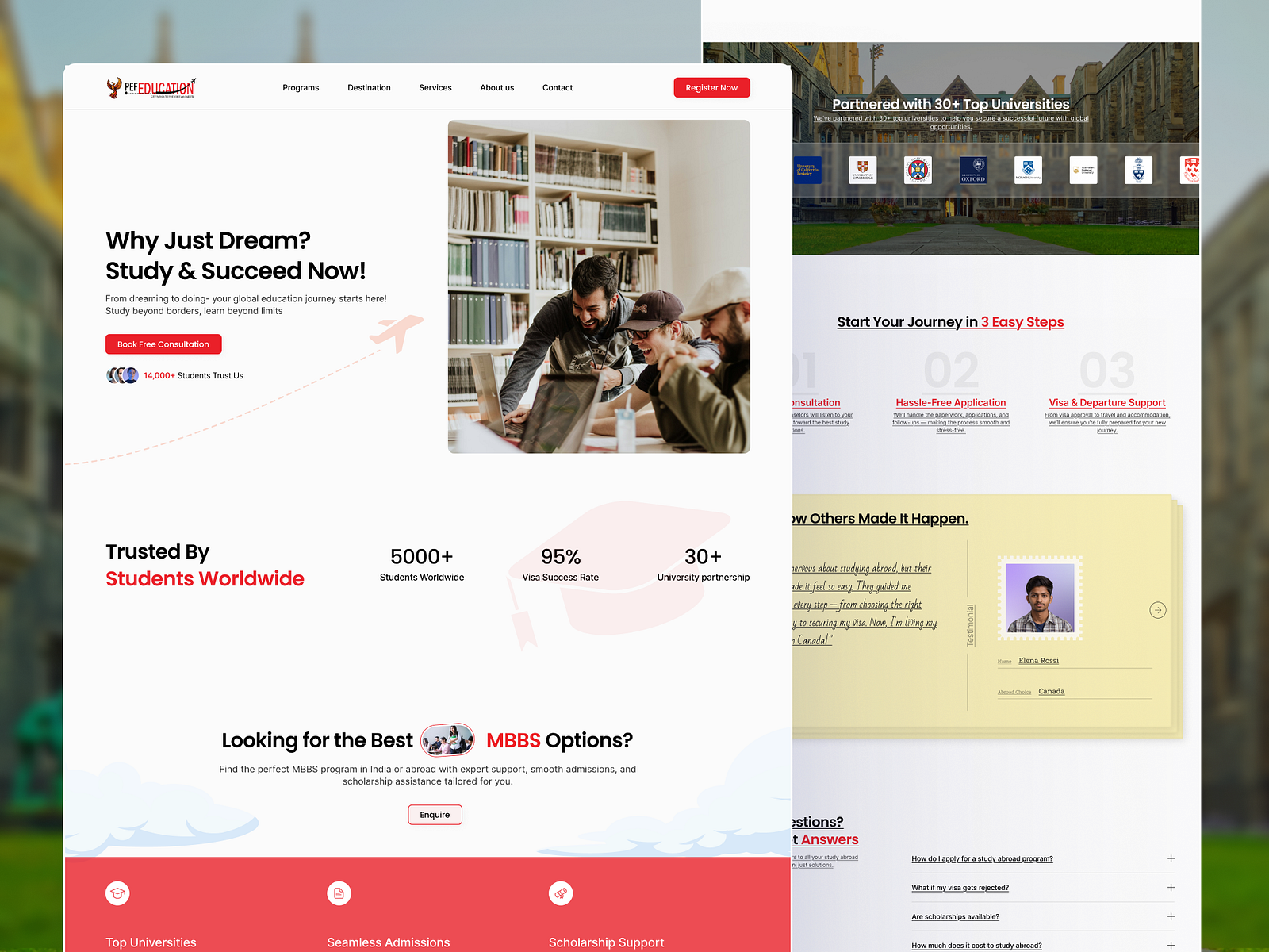 Study Abroad Website UI/UX Design by Aswin Das R on Dribbble
