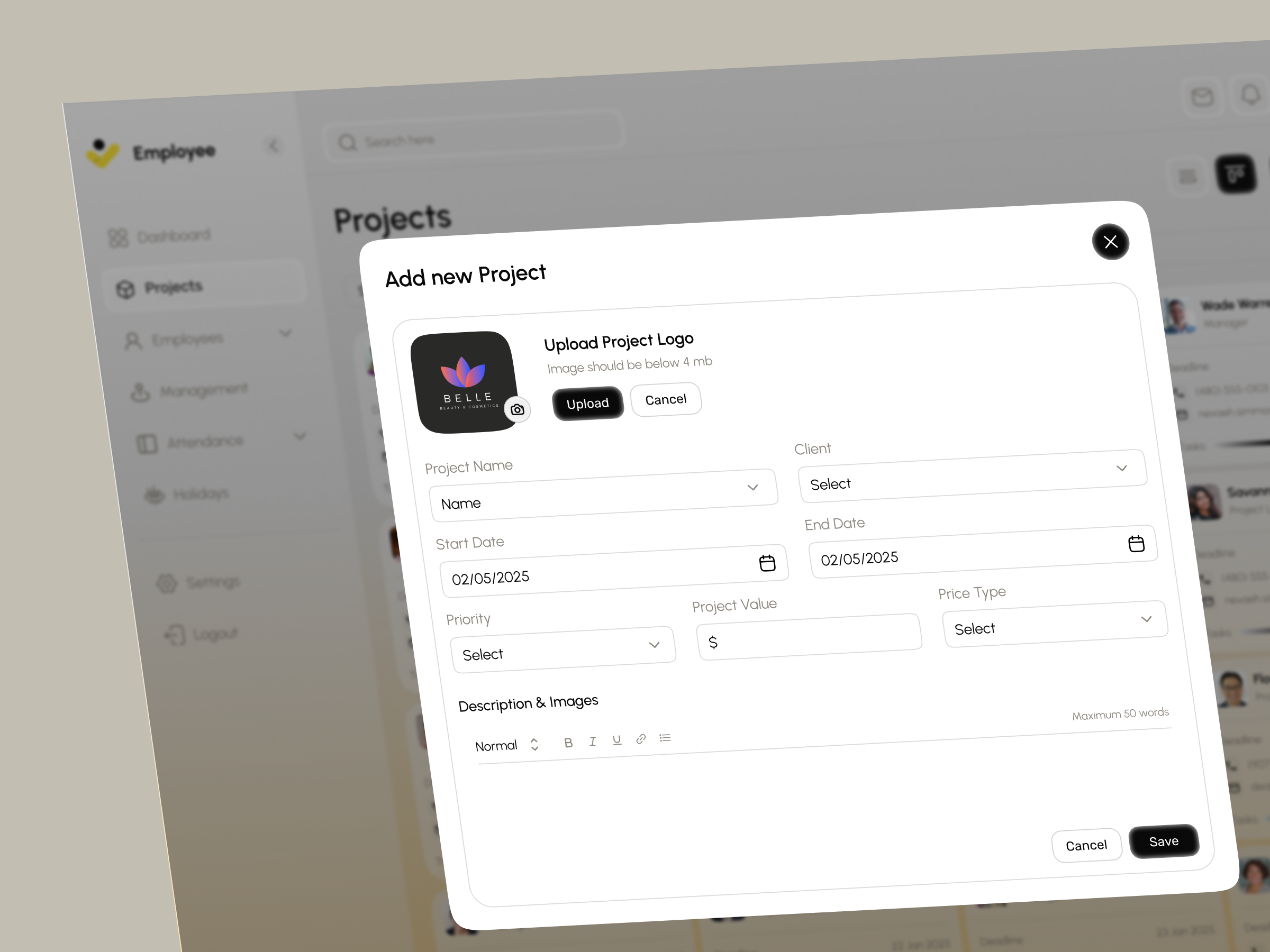 Add New Project Modal UI by Musa on Dribbble