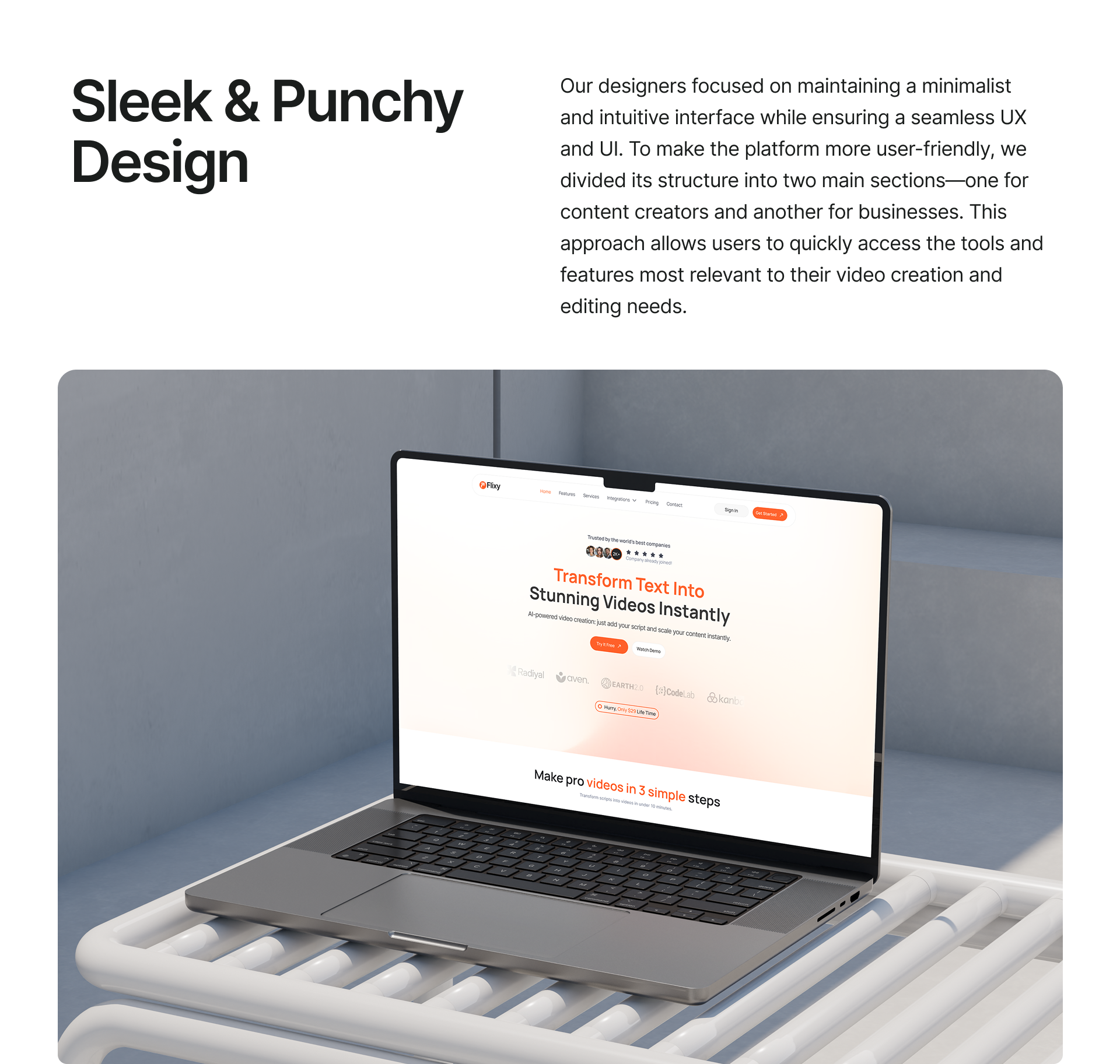 AI Text to Video Generated Sass website case study by Tauhid Hasan on Dribbble