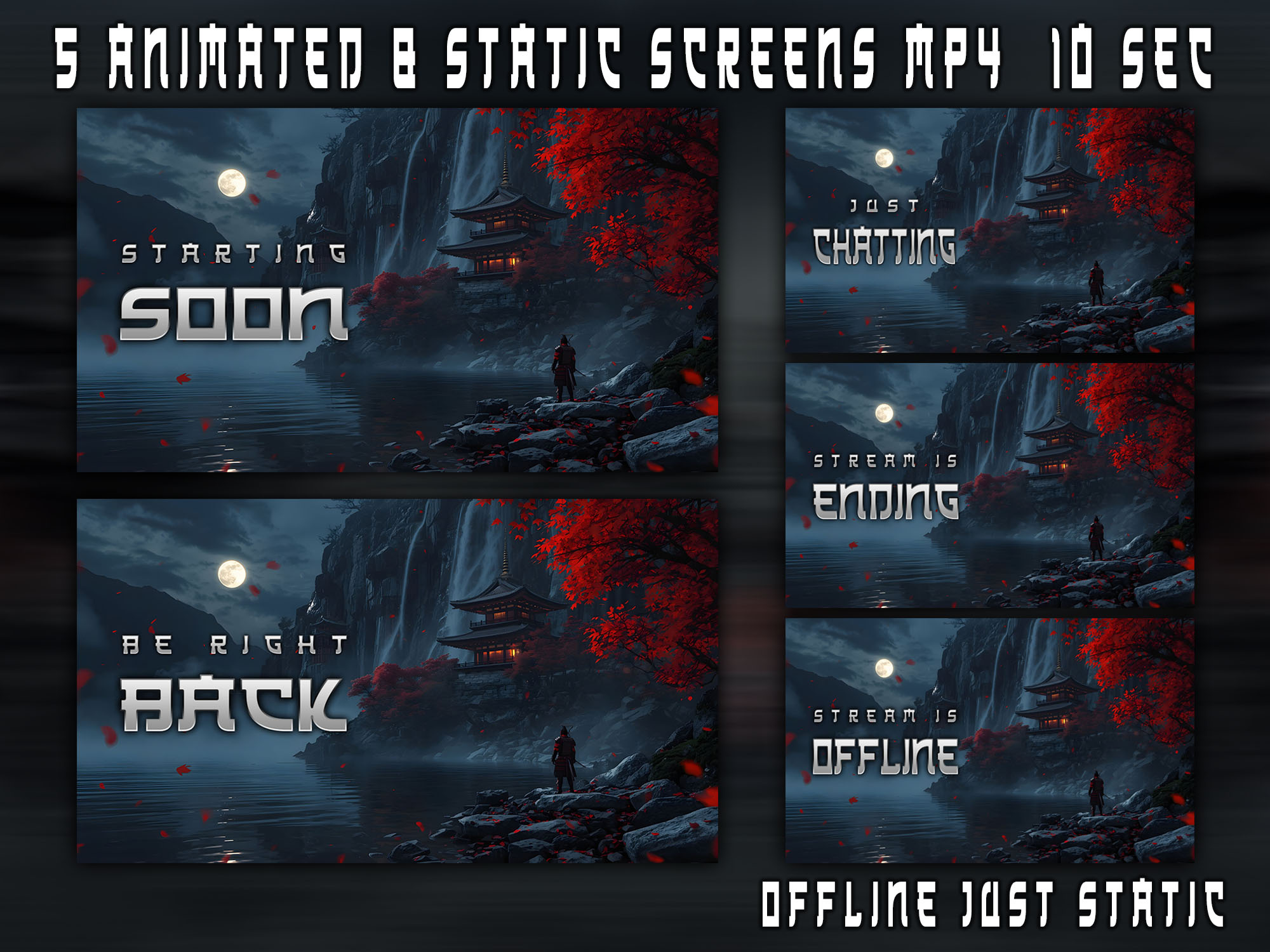 Samurai Stream Overlay Pack – Animated Japanese Red Forest Theme by ...