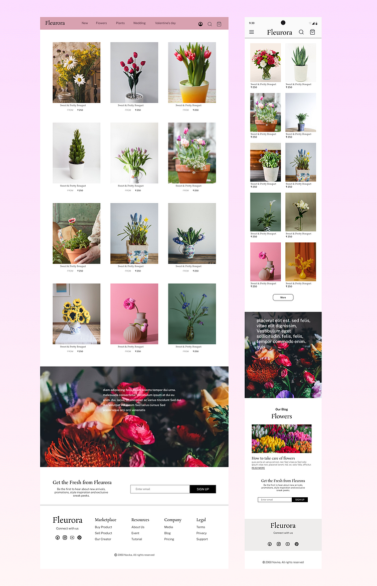 “Fleurora – Flower Delivery Website UI Design” by Goldi on Dribbble