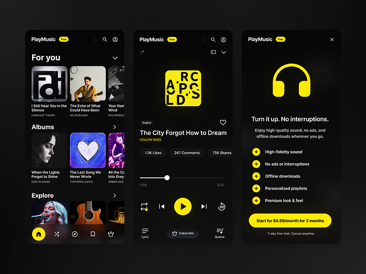 PlayMusic — A Bold, High-Contrast Music Experience by SketchBranch on ...