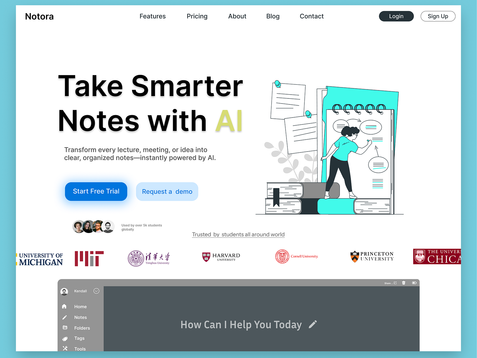 Notora — AI-Powered Note-Taking Web App (Landing Page Concept) by ...