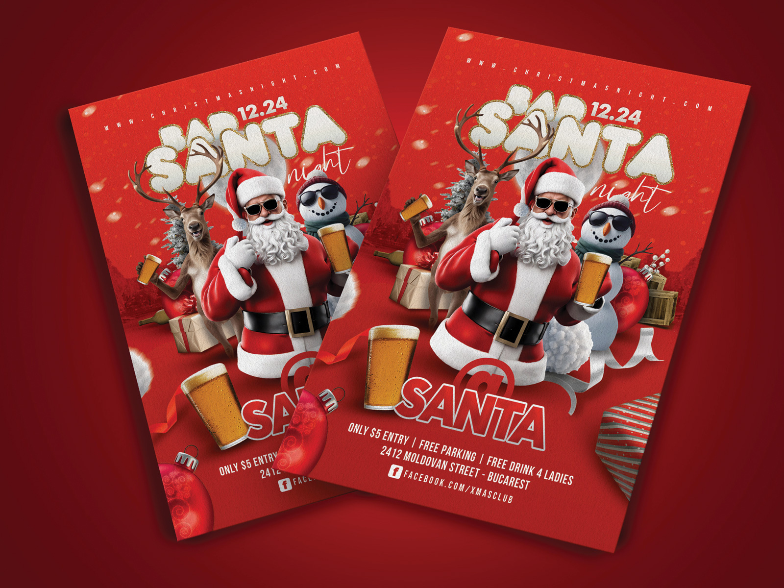 Bad Santa Christmas Night Flyer by n2n44 on Dribbble