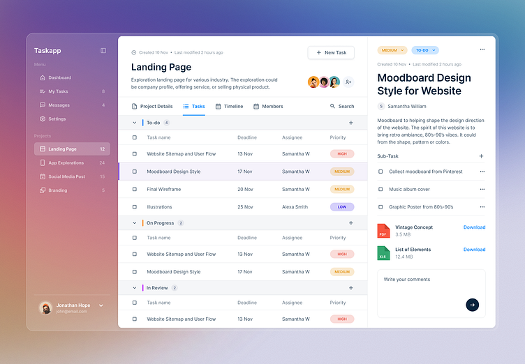 Design Exploration - Task Dashboard by Dwinawan for Paperpillar on Dribbble