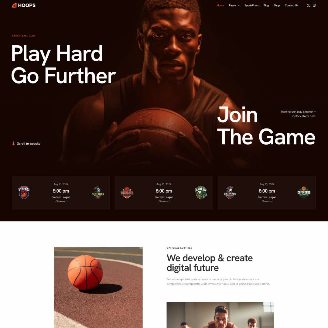 Hoops - Basketball Club & Sports WordPress Theme by ThemeRex on Dribbble