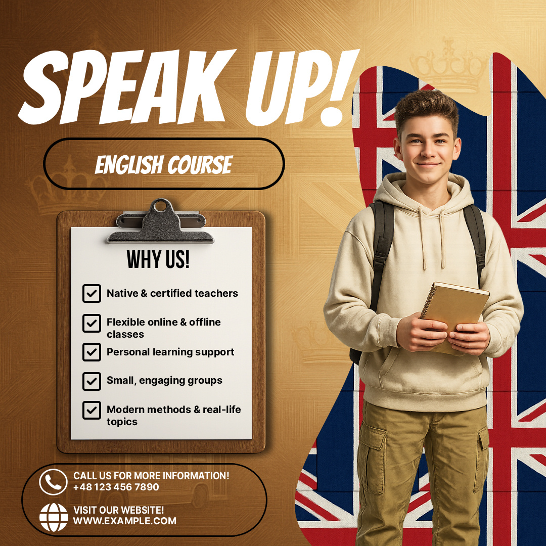 Speak Up! – Modern English Course Promo Design by JCV Studio on Dribbble