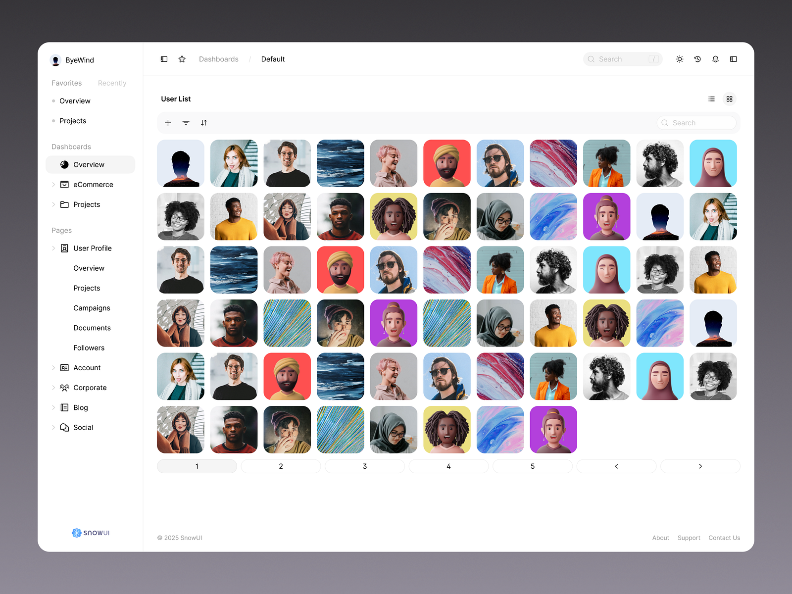 User List - Made with SnowUI by ByeWind on Dribbble