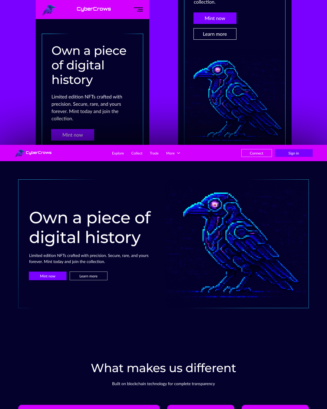 CyberCrows — NFT Landing Hero Section by Moein Karimyan on Dribbble