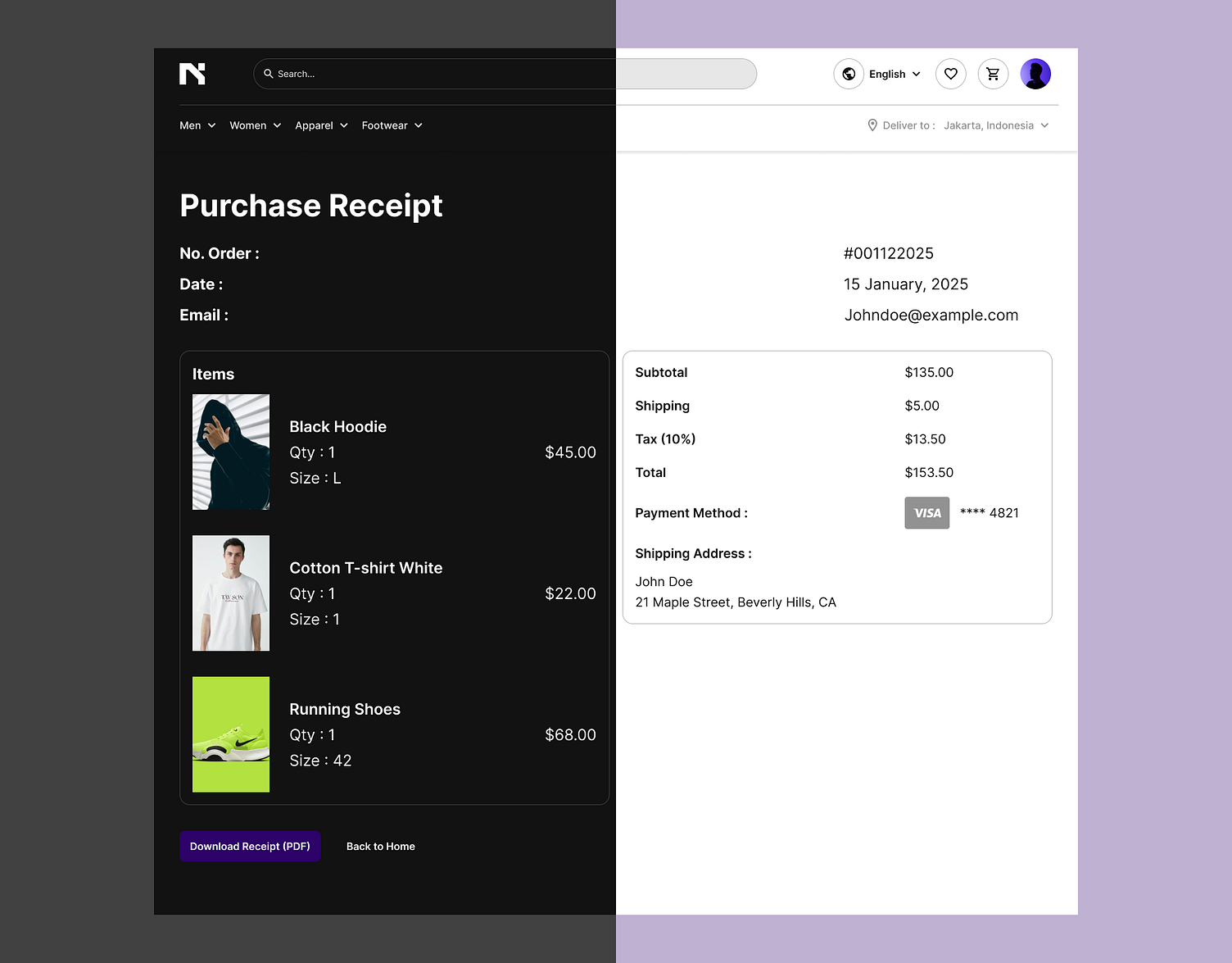 Daily UI #17 - Purchase Receipt by Alya Zalfa on Dribbble