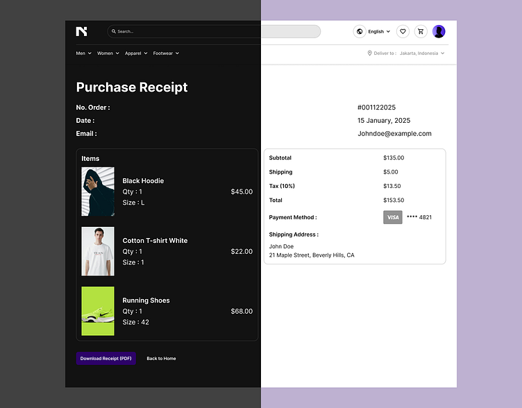 Daily UI #17 - Purchase Receipt by Alya Zalfa on Dribbble