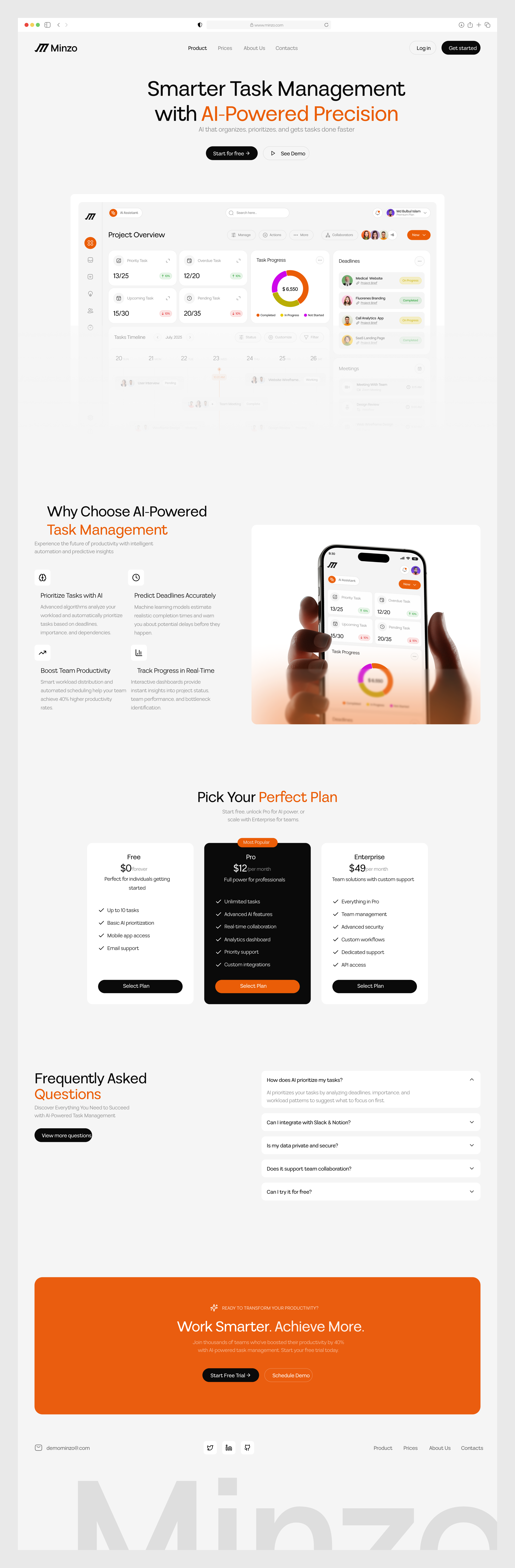 AI Task Management SaaS Landing Page by Maruf Hassan🔥 on Dribbble