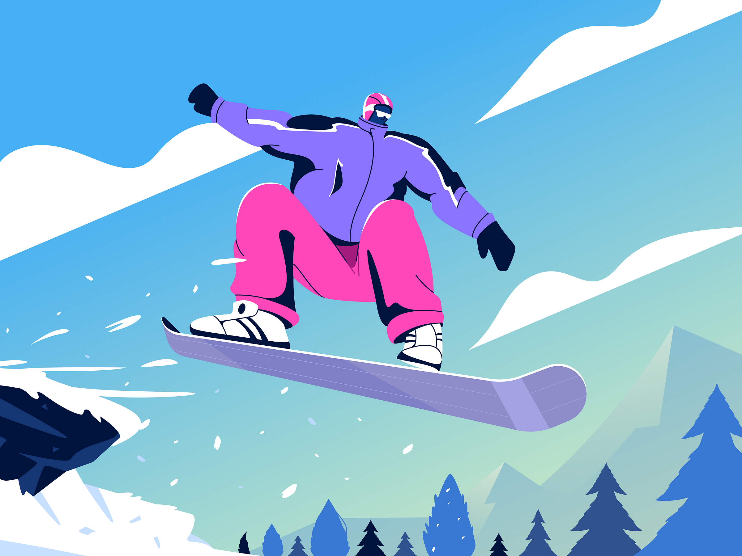 Winter Sports Illustration – Snowboard Action Scene by Orbix Studio ...