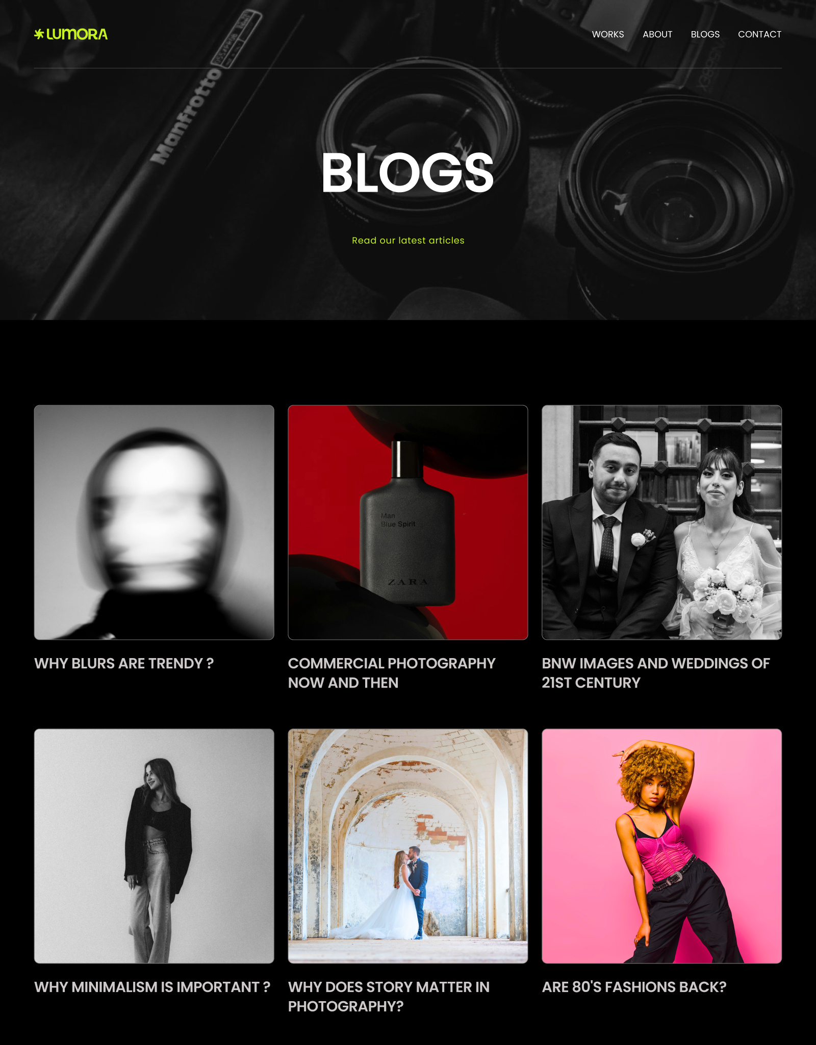 Lumora – Creative Portfolio & Photography WordPress Theme by Droip on Dribbble