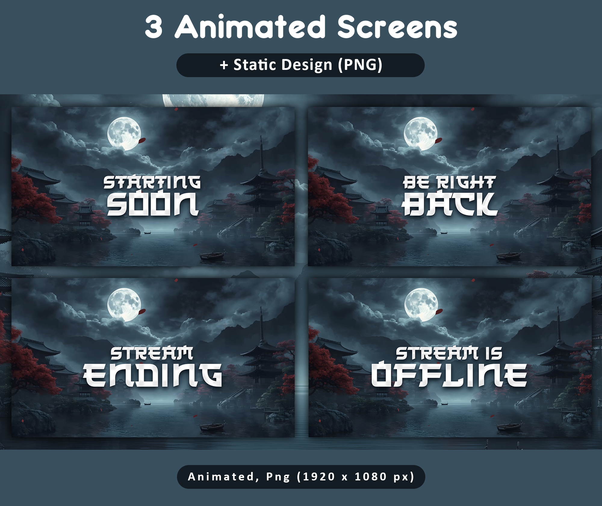 Samurai Moon Stream Overlay I Twitch Overlay by VectorKingStudio on ...