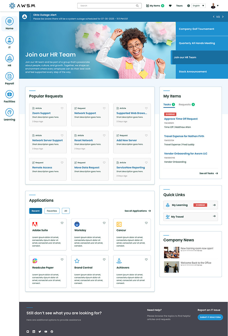 Intranet built on ServiceNow Employee Center Pro by Nathan Firth on ...