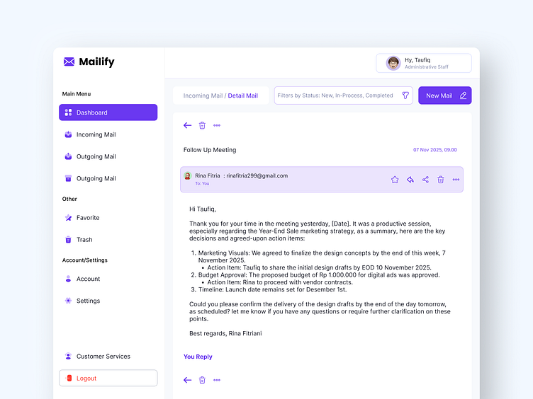 Mailfy — Ingoing & Outgoing Mail System by SinCosTan. on Dribbble
