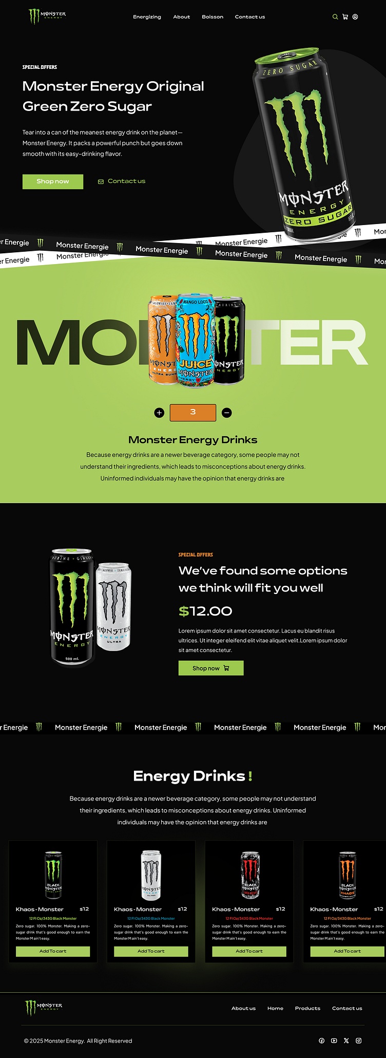 Monster Energy Drink – Landing Page Redesign (UI/UX Concept) by Raihana ...